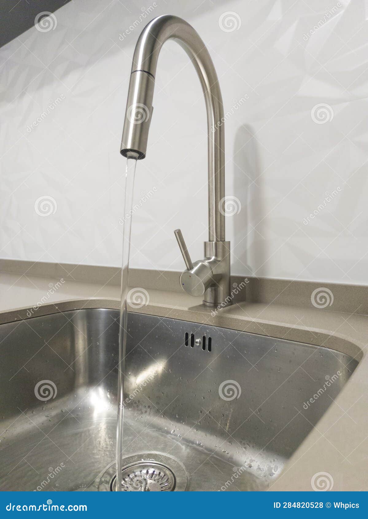 Open kitchen sink tap stock photo. Image of handle, consumption - 284820528
