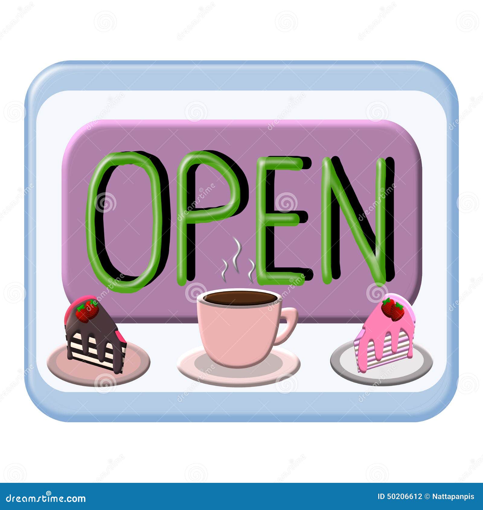 Open Label, Coffee Shop stock illustration. Illustration of creative ...