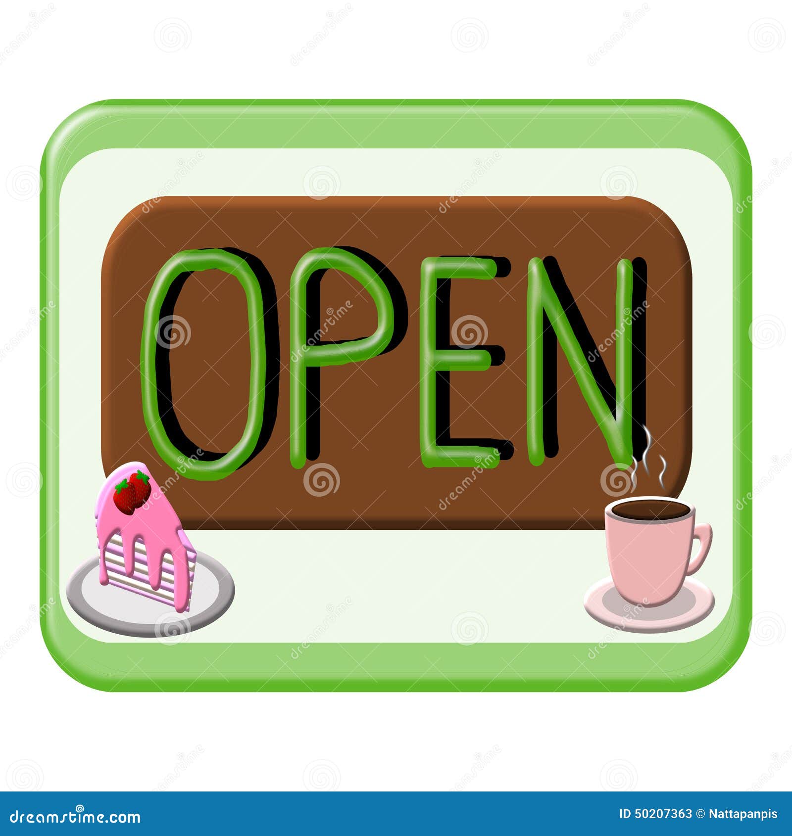 Open Label, Coffee Shop stock illustration. Illustration of text - 50207363