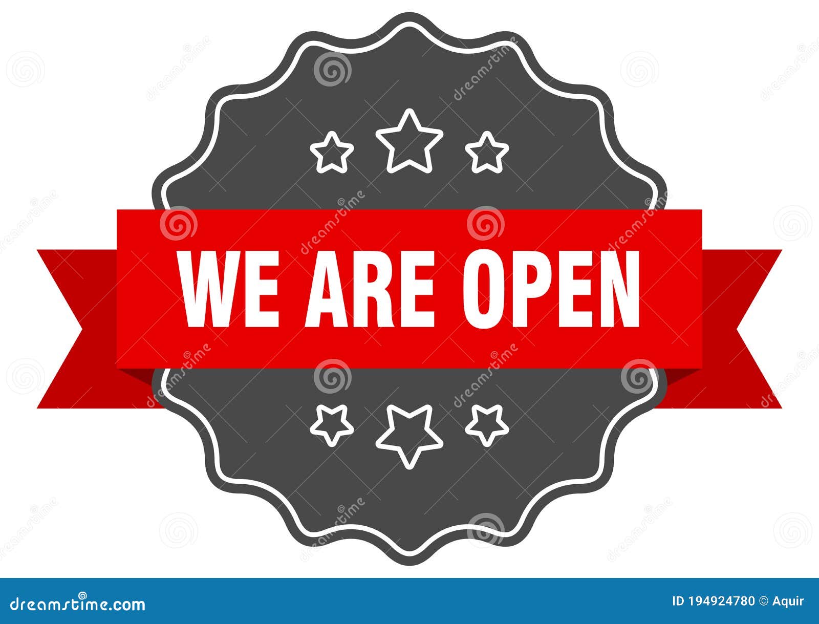 We are Open Label. we are Open Isolated Seal. Sticker. Sign Stock ...