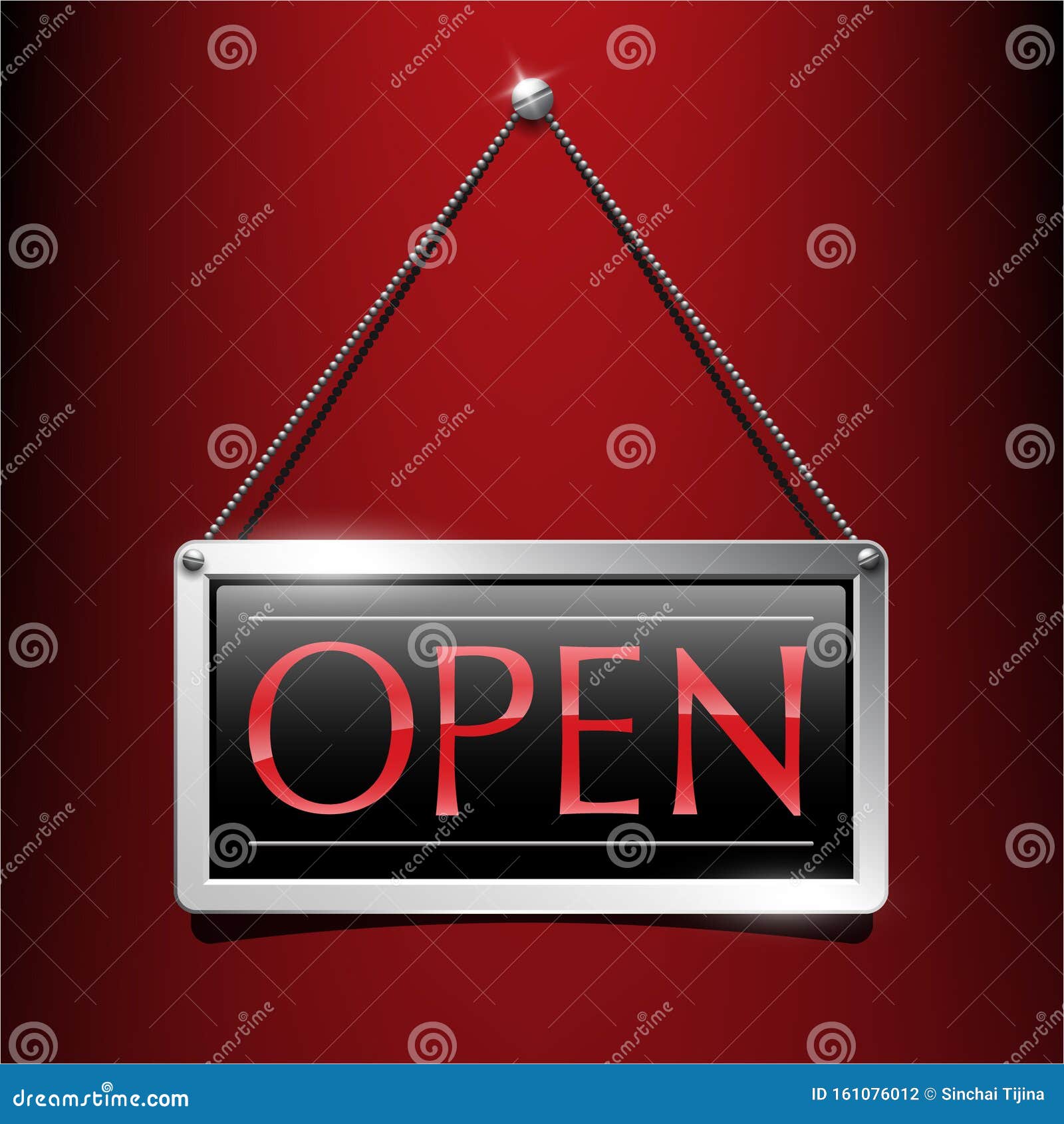 Open Label Sign Silver Frame Luxury Hanging Style Stock Illustration ...