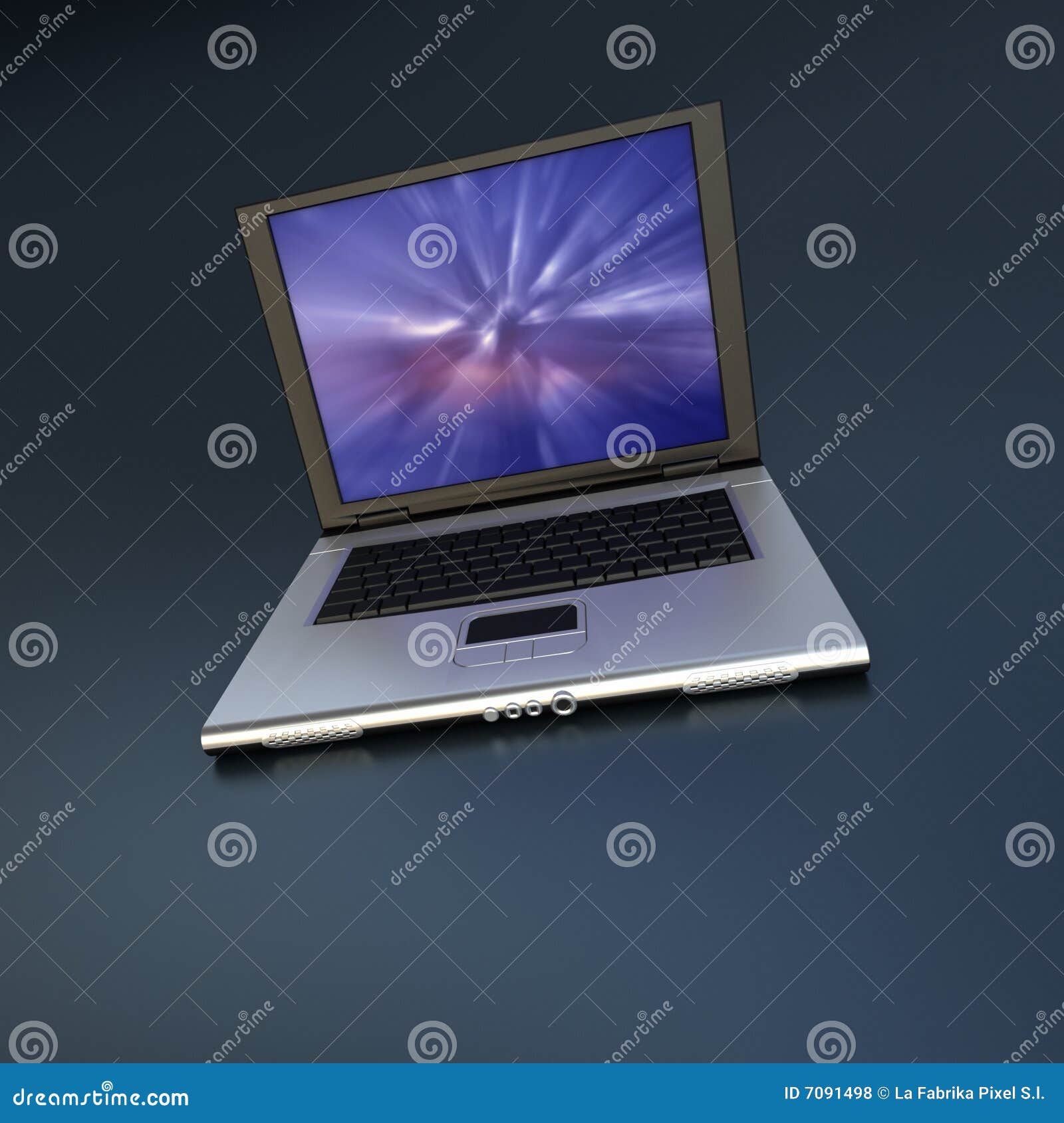 Open Laptop with Abstract Screen Saver Stock Illustration ...