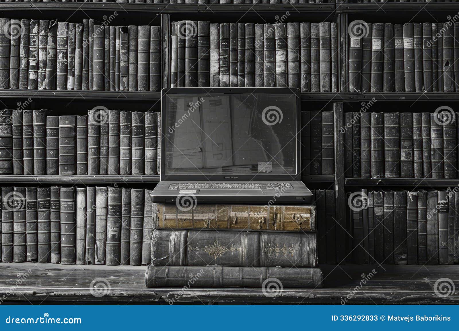 Open Laptop on Archive Table for Digitalization, Featuring Blank Screen ...