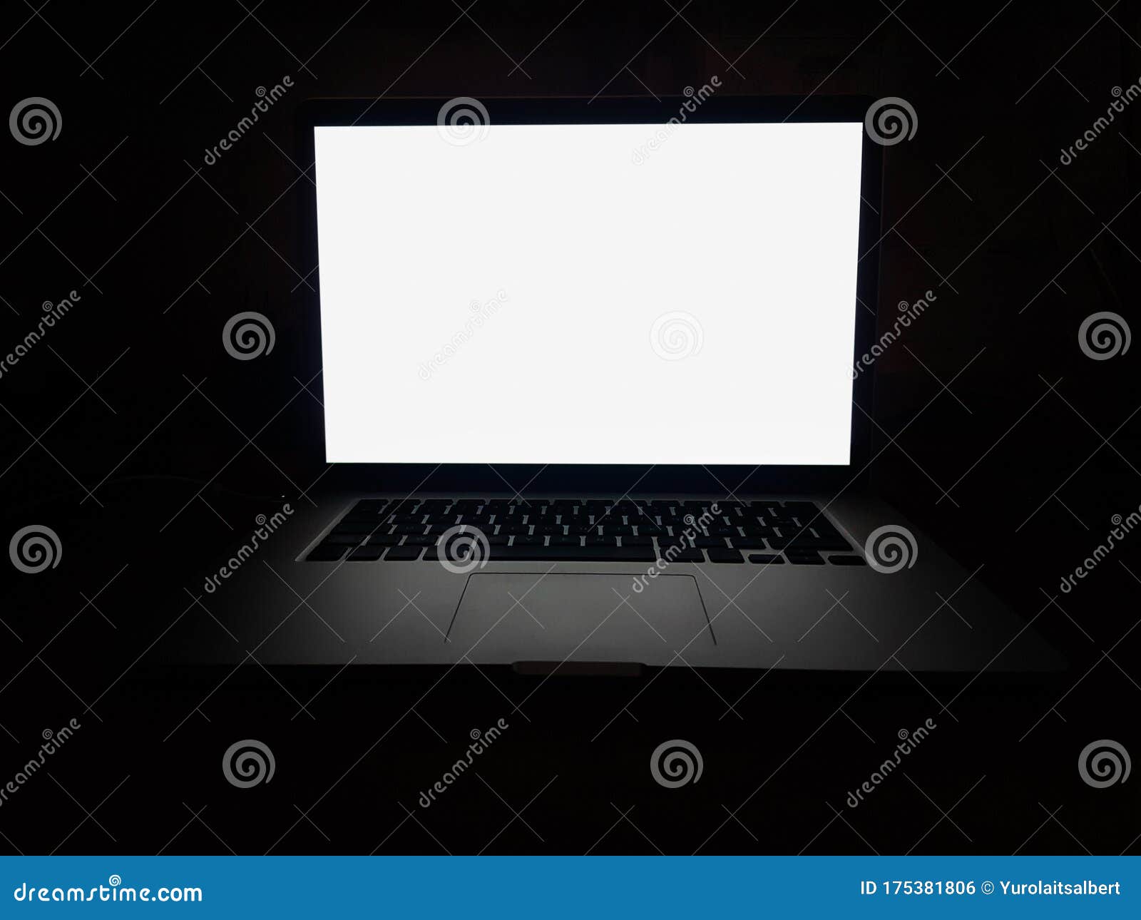 Open Laptop with Blank Screen on Dark Background Stock Photo - Image of ...