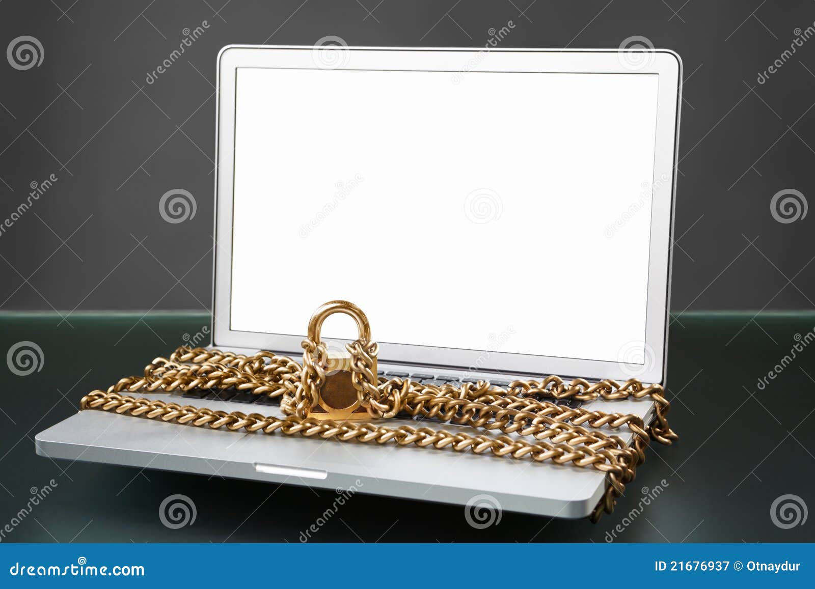 Open Laptop with Chain and Lock Stock Image - Image of chain, padlock ...