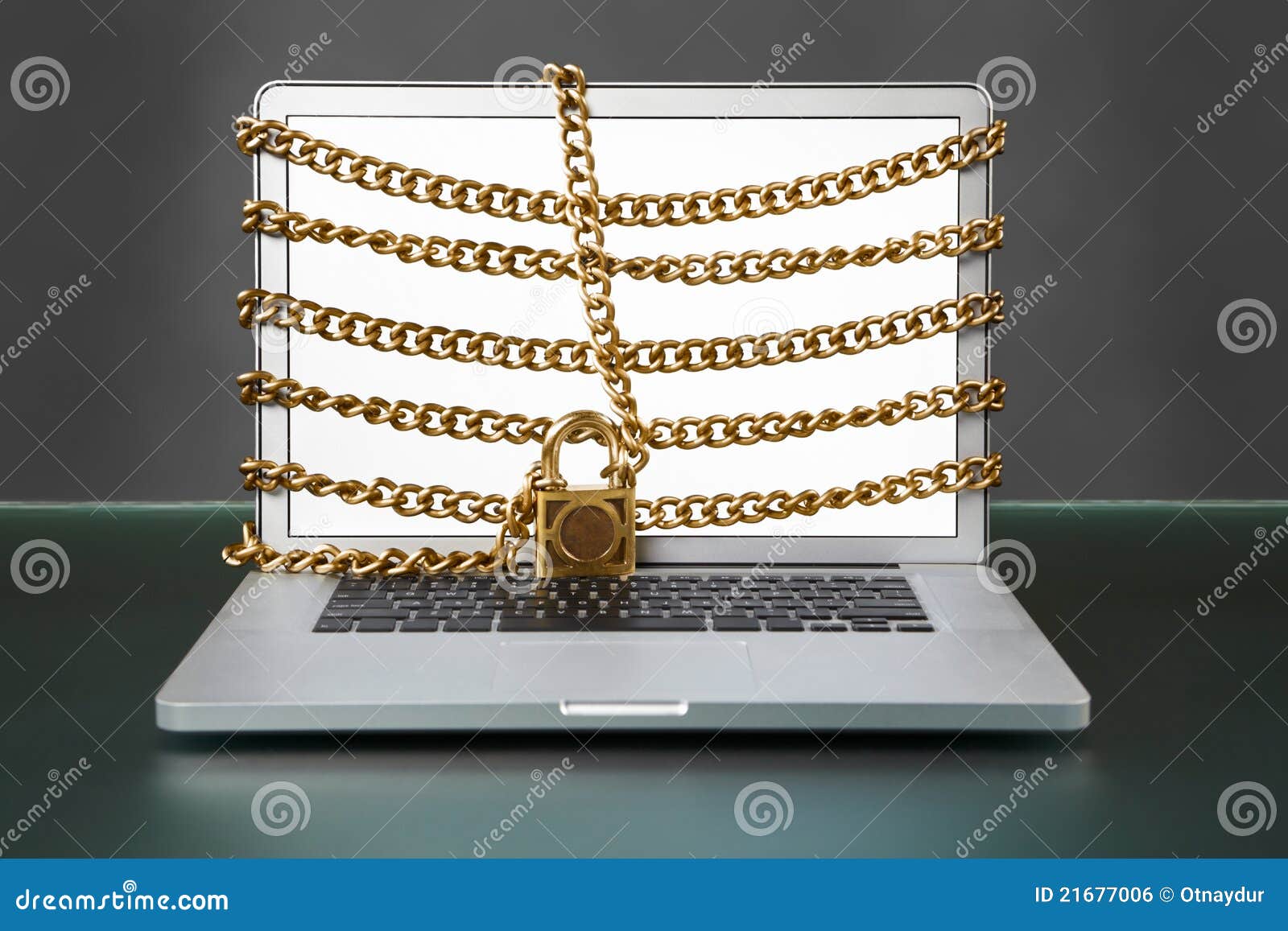 Open Laptop with Chain and Lock Stock Photo - Image of protected, data ...