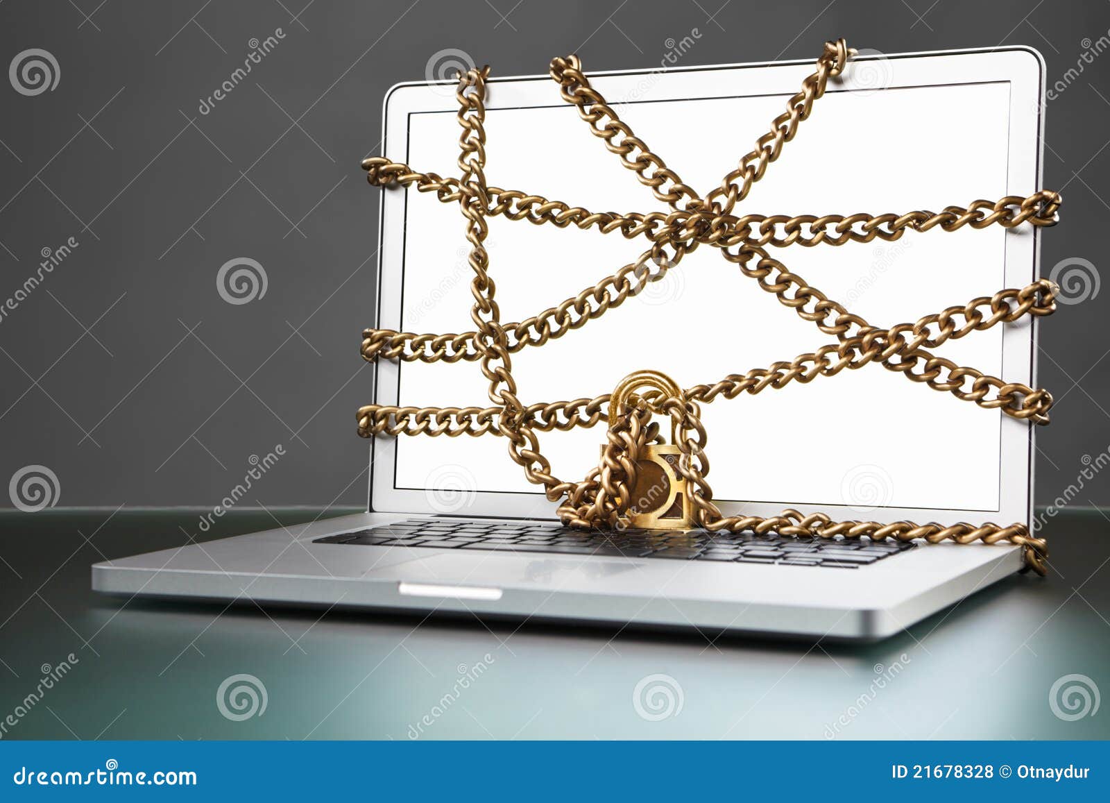 Open Laptop with Chain and Lock Stock Photo - Image of chain, locked ...