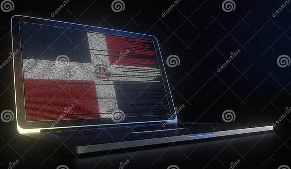 Flag of the Dominican Republic Made with Computer Code on the Laptop ...