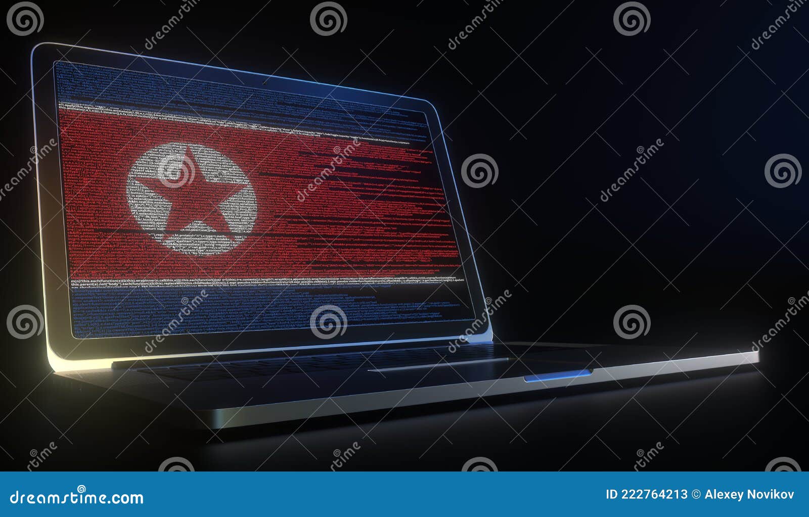 Flag of North Korea Made with Computer Code on the Laptop Screen ...