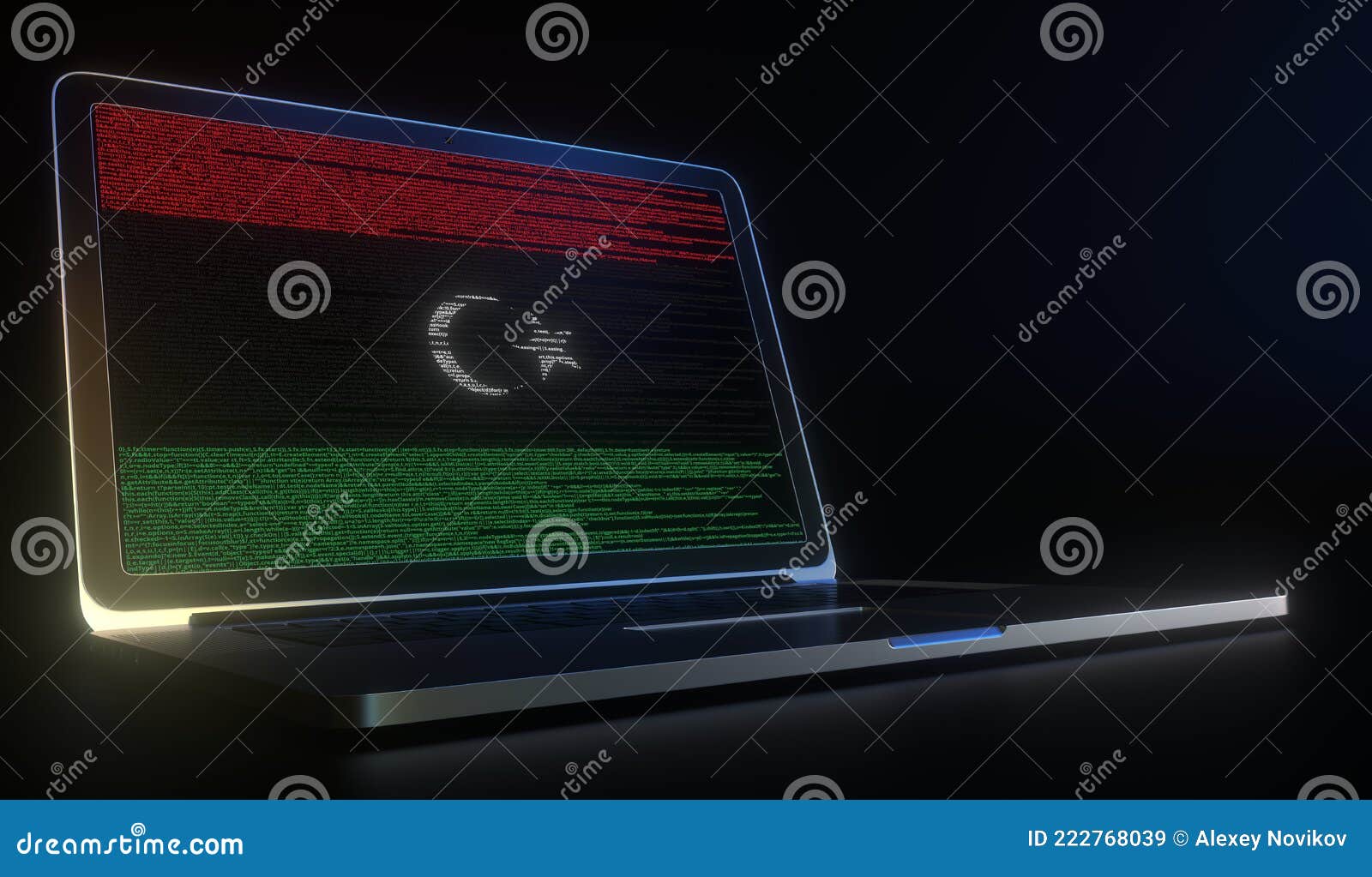 Open Laptop and Computer Code on the Screen Composing Flag of Libya ...