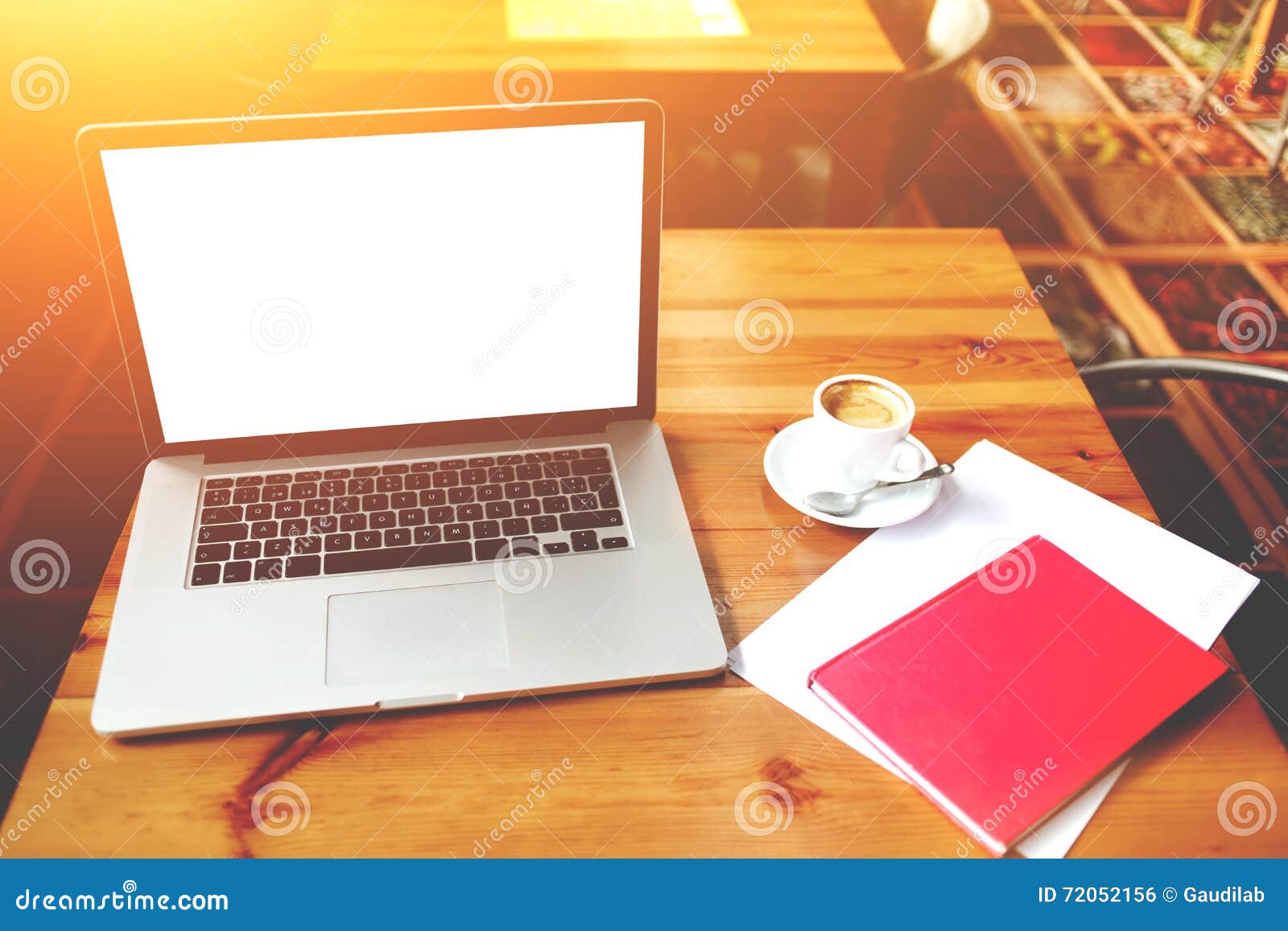 Open Laptop Computer and Sheet of Paper with Copy Space for Your Text ...