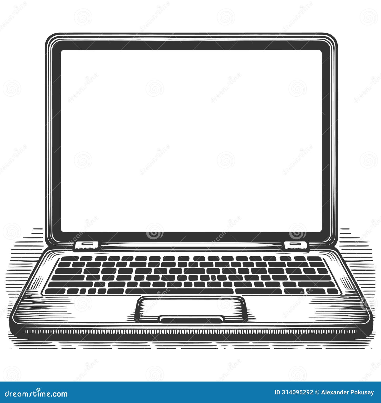 Open Laptop Engraving Sketch Vector Illustration Stock Vector ...