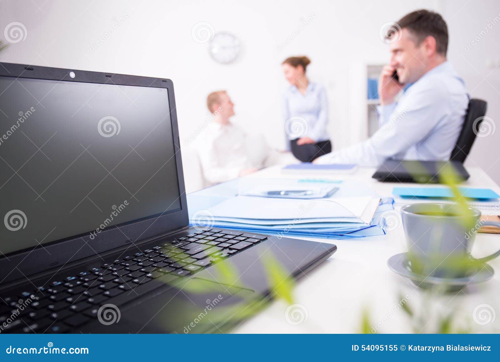 Open laptop on the desk stock image. Image of bureau - 54095155