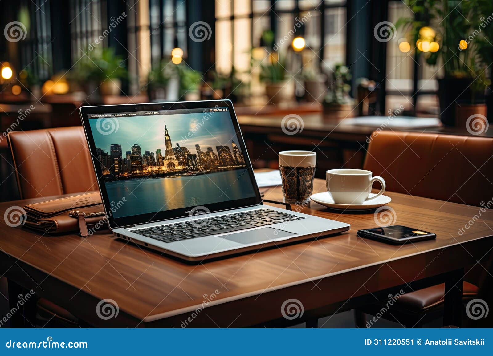 Open Laptop on the Desk in the Office, Workflow on the Computer ...