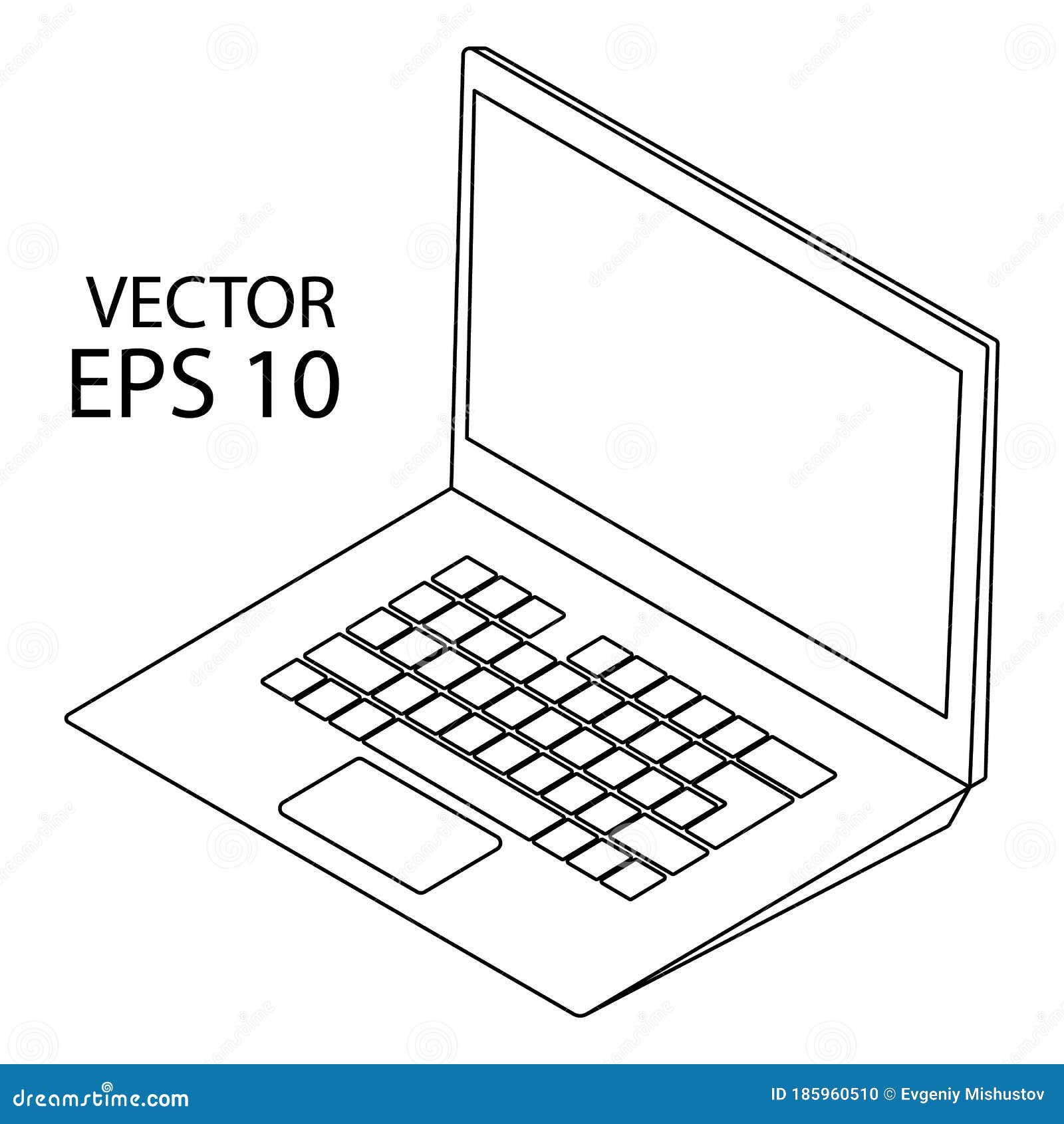 Open Laptop Drawn in Isometry, Vector Illustration. Stock Illustration ...