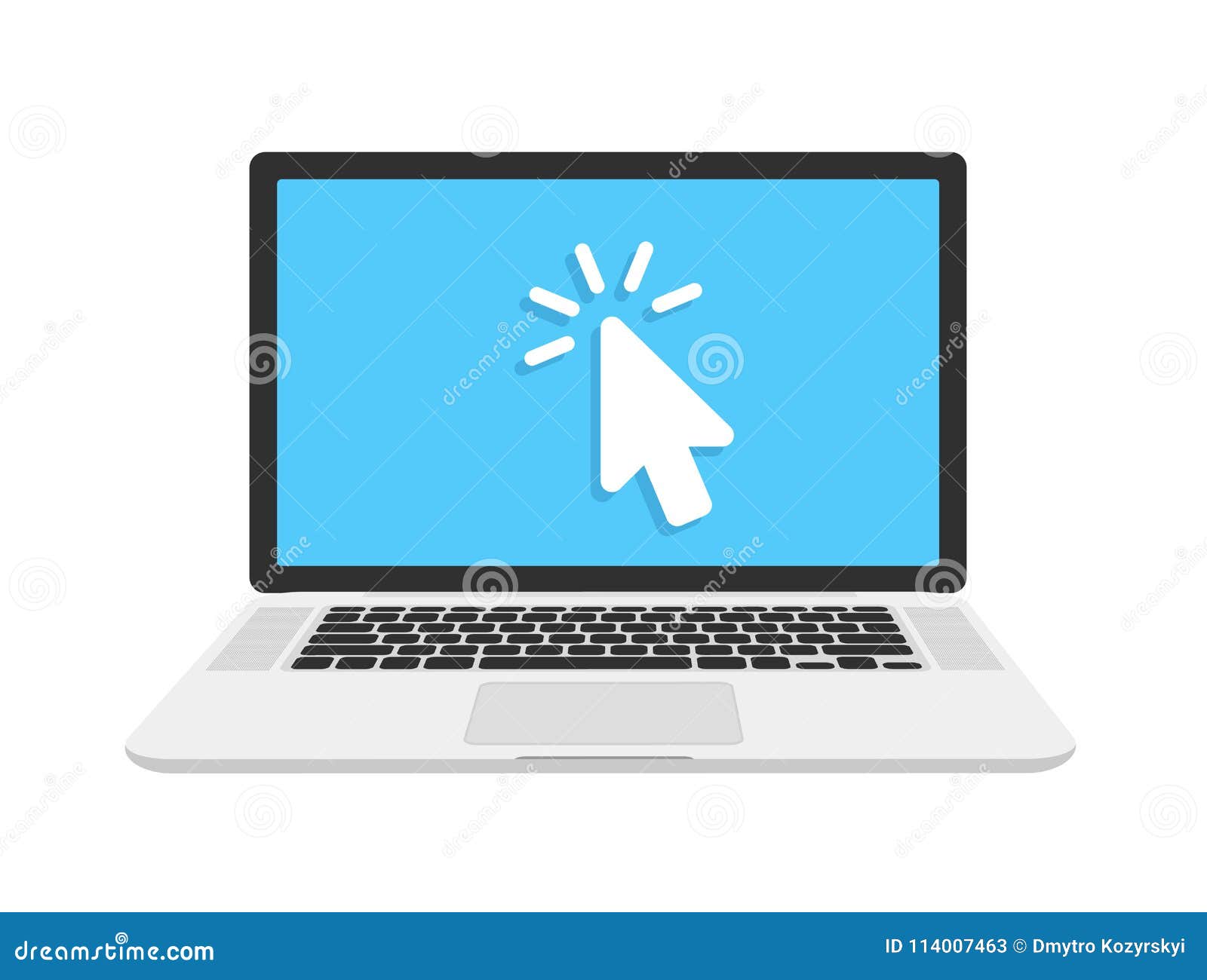 Open Laptop In Flat Style Isolated On Background. Laptop With Pc Mouse ...