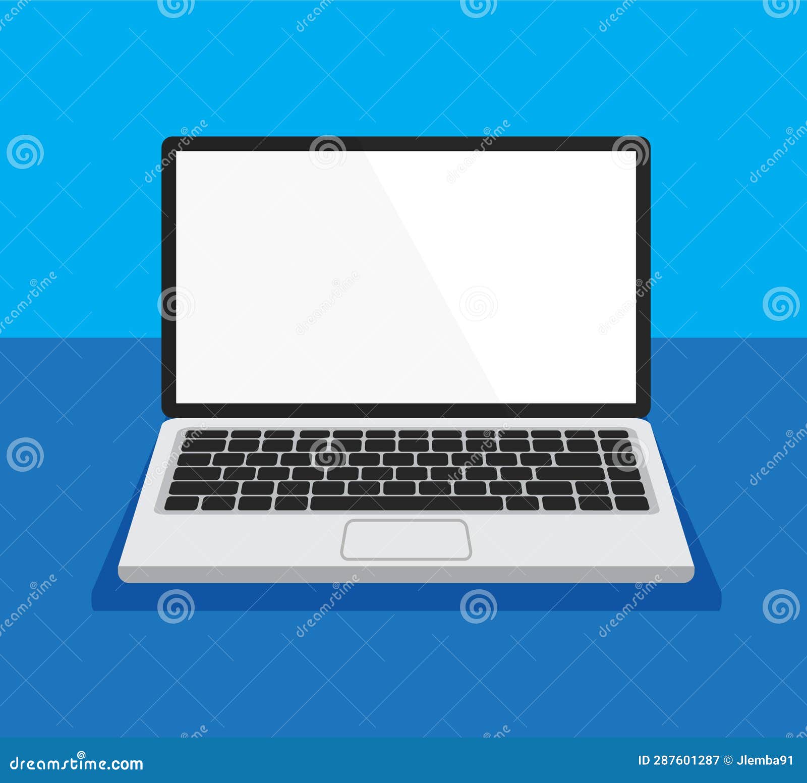 Open Laptop Front View with White Display. Stock Illustration ...