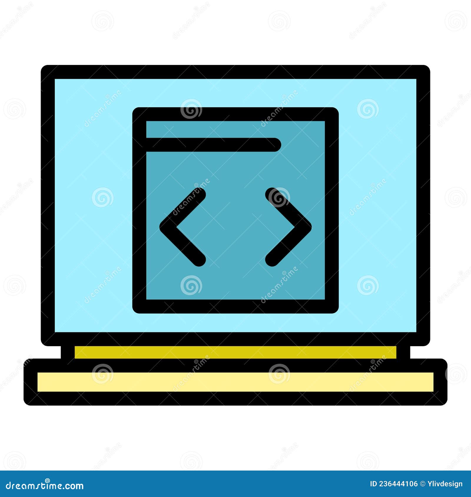 Open Laptop Icon Color Outline Vector Stock Vector - Illustration of ...