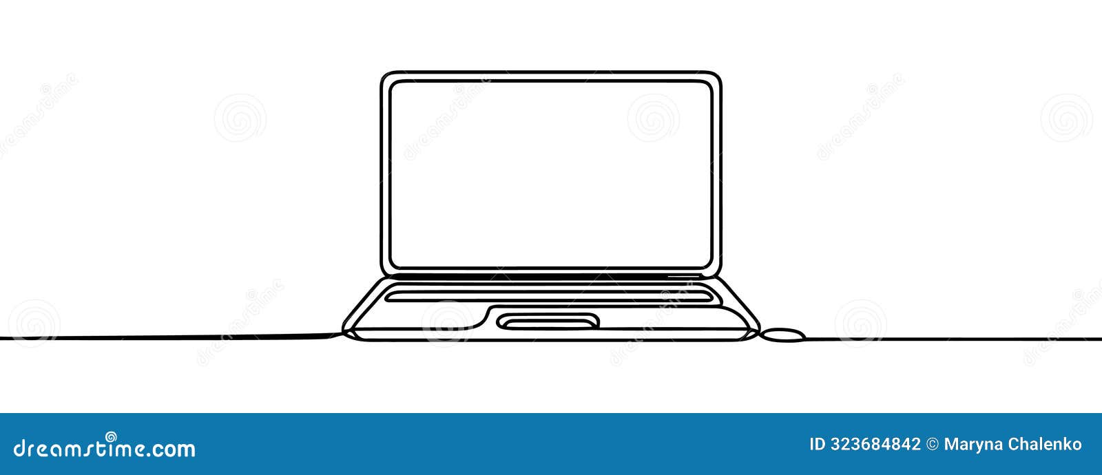 Open Laptop One Continuous Line Drawing Vector Illustration. Stock ...