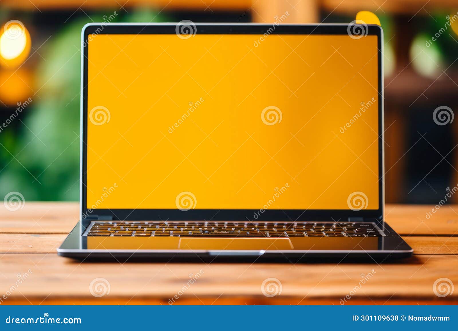 Open Laptop with Orange Screen Stock Photo - Image of device, wireless ...