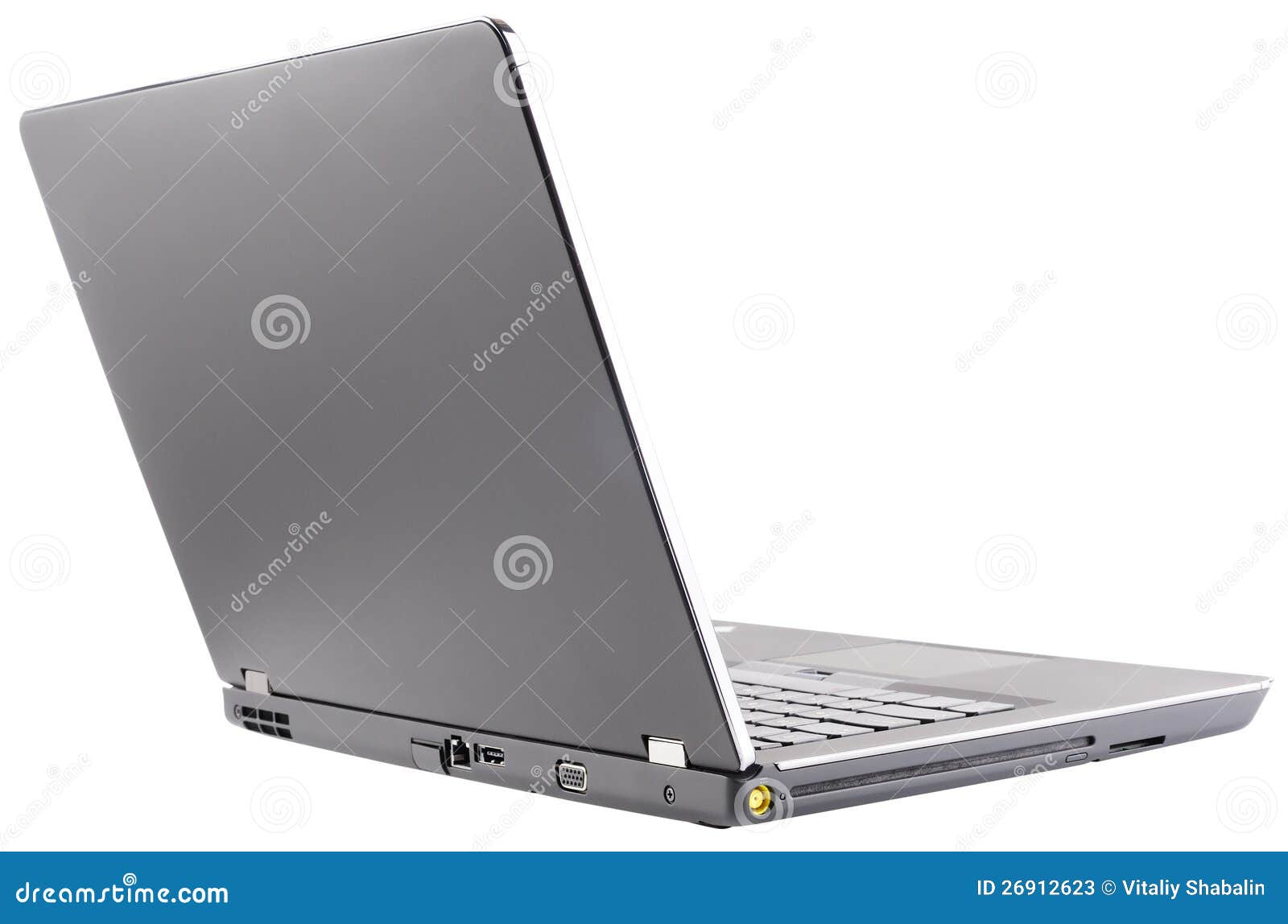 Open laptop rear view stock image. Image of gray, equipment - 26912623