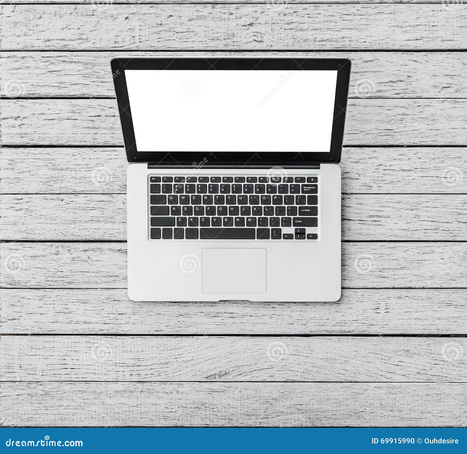 Open Laptop with Screen on Wooden Desk Stock Photo - Image of office ...