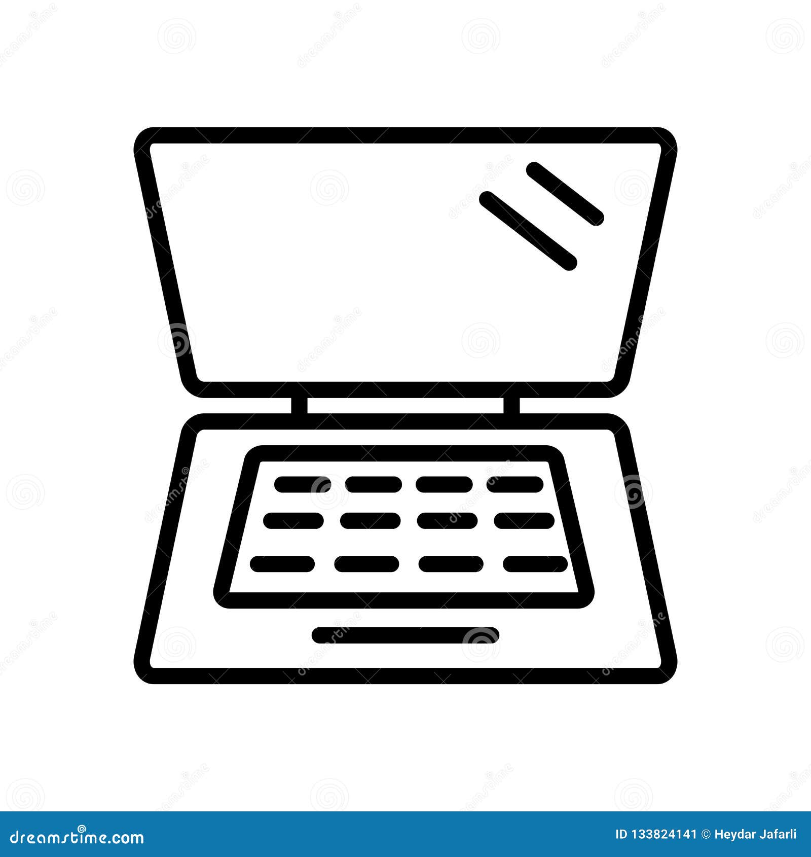 Open Laptop with Shining Screen Icon Vector Isolated on White Ba Stock ...