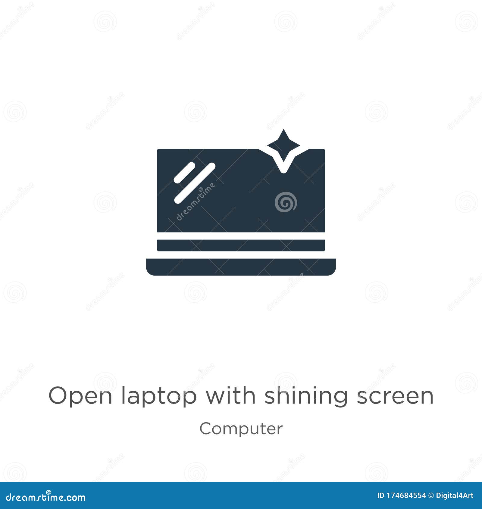 Open Laptop with Shining Screen Icon Vector. Trendy Flat Open Laptop ...