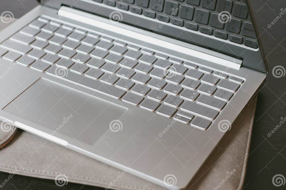 Open Laptop on the Table. Computer Keyboard Close-up Stock Photo ...