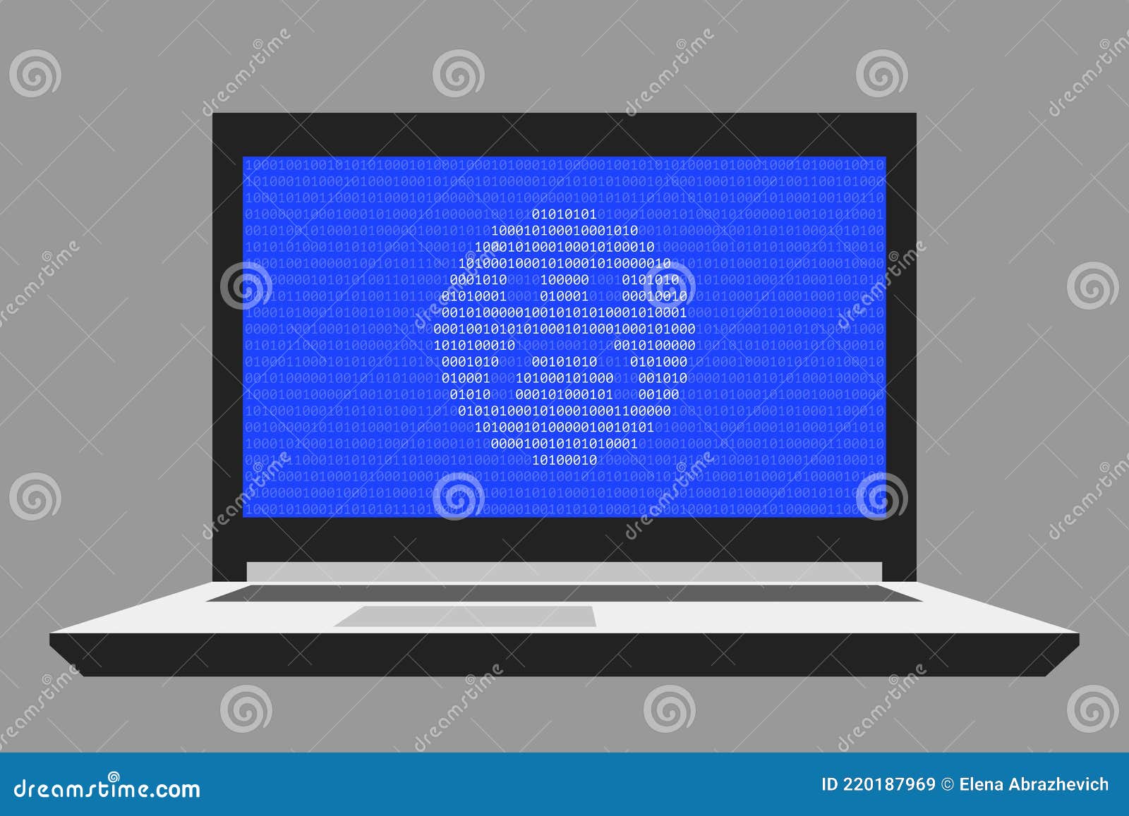 Open Laptop with Unhappy Sad Face Icon Made from Binary Symbols Stock ...