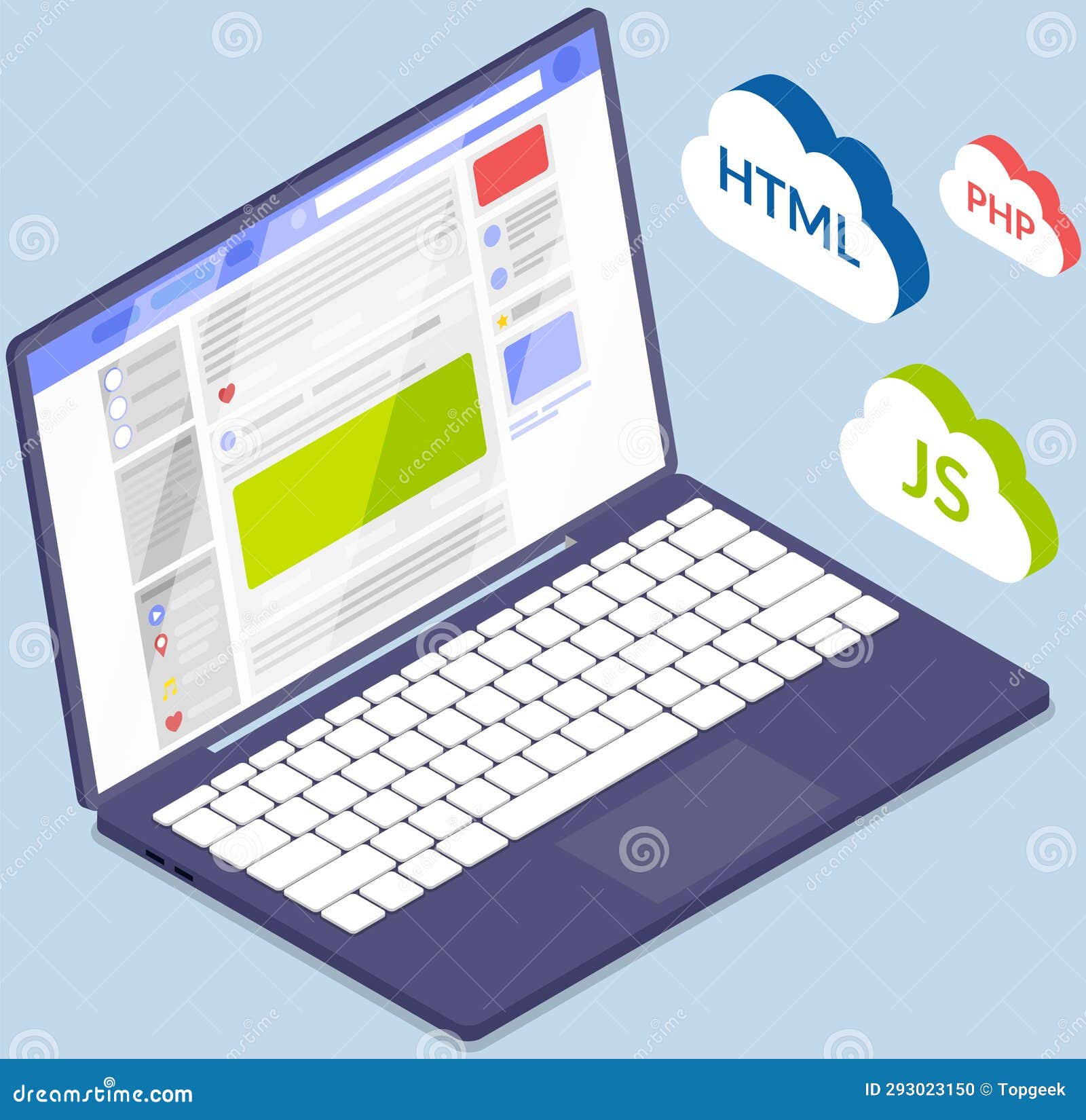 Open Laptop with User Profile in Social Media Web Page. Modern Notebook ...