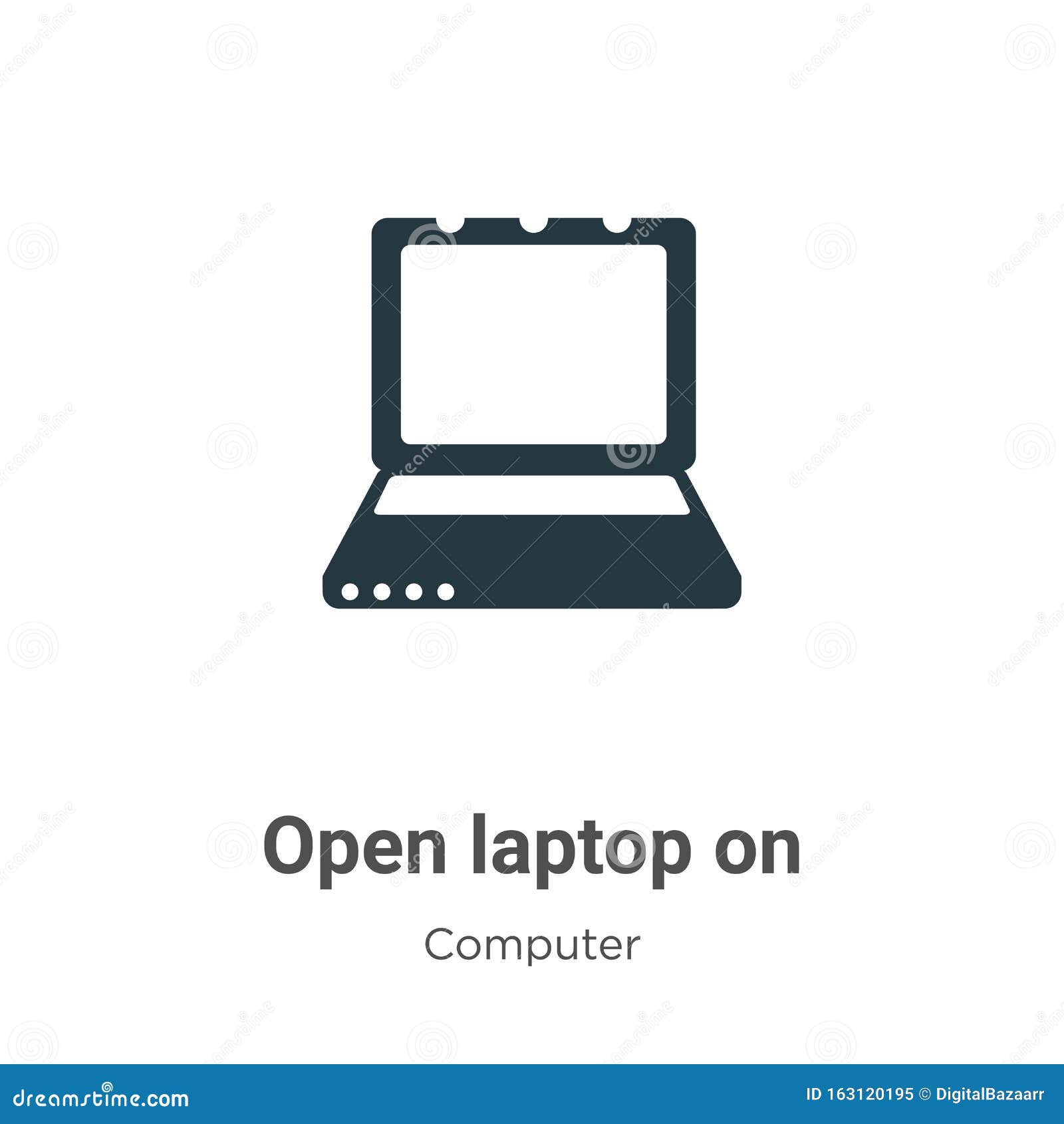 Open Laptop on Vector Icon on White Background. Flat Vector Open Laptop ...