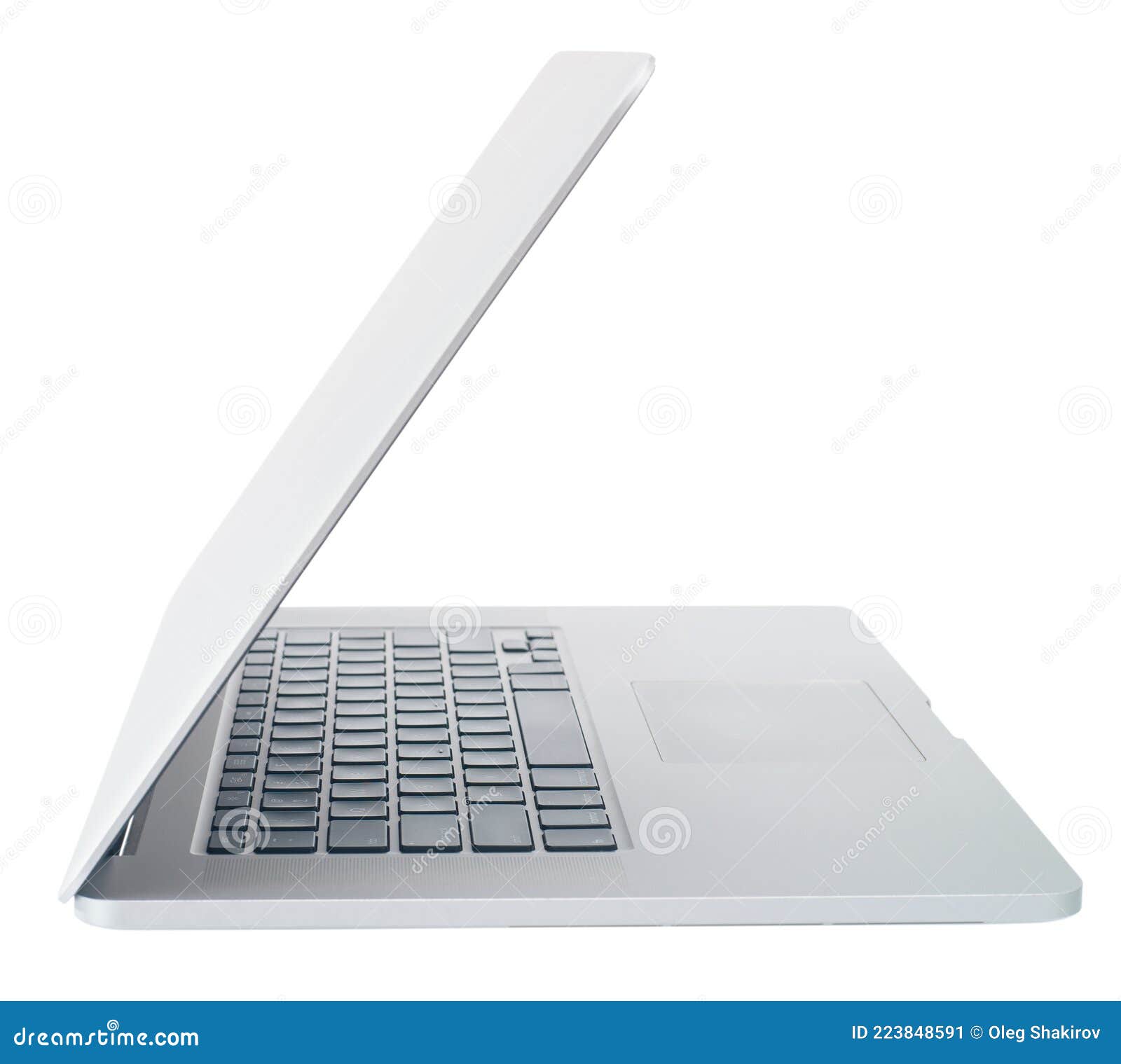 Open Laptop on White Background, Side View Isolate Stock Image - Image ...