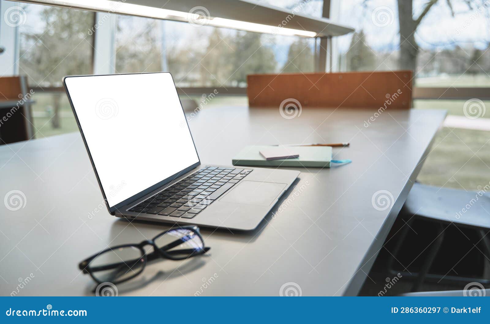 Open Laptop on Work Table, Modern Computer Technology Device on Desk in ...