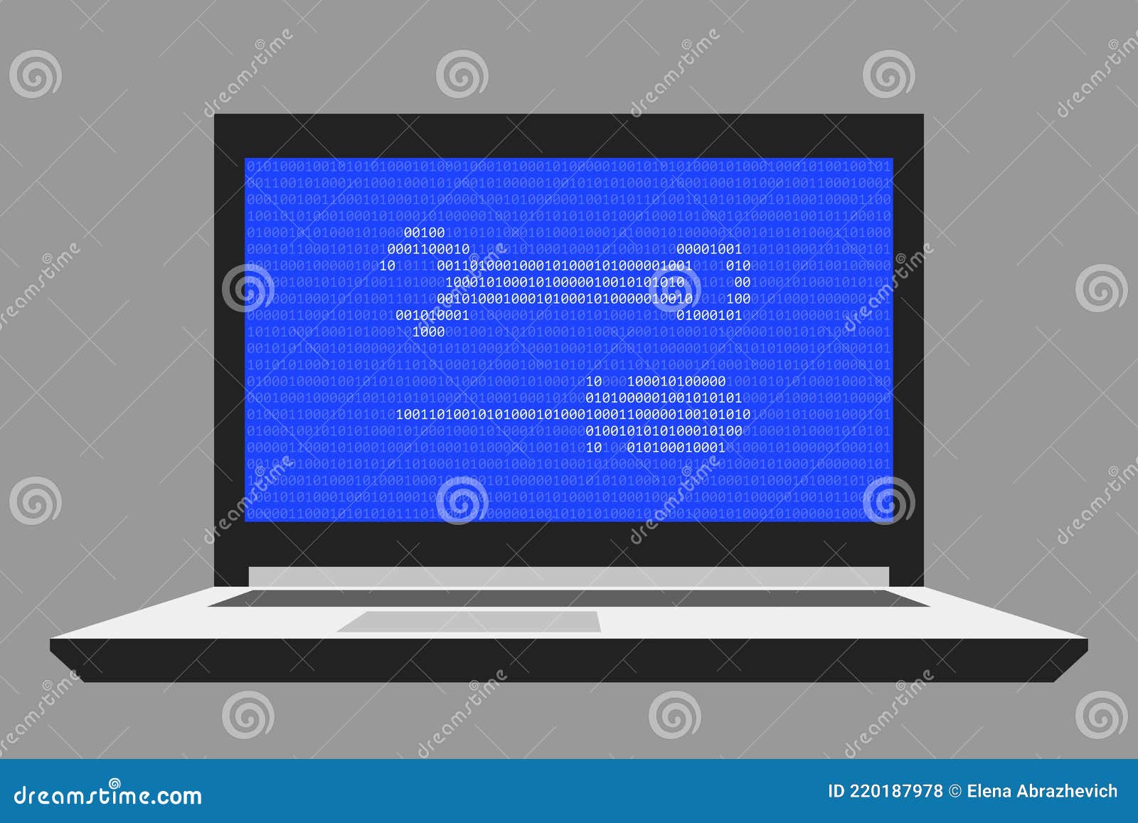 Open Laptop with Wrench and Screwdriver Made from Binary Symbols Stock ...