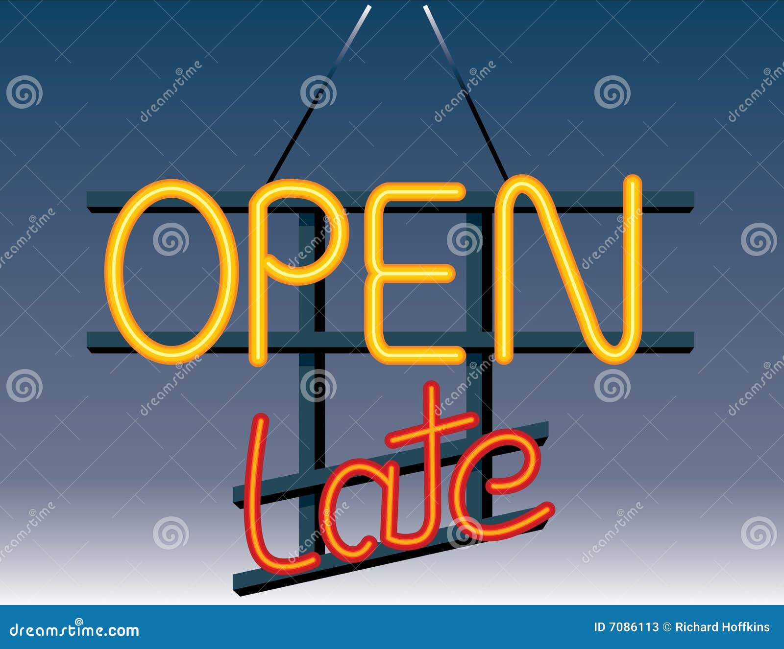 Open Late Sign stock illustration. Illustration of afternoon - 7086113