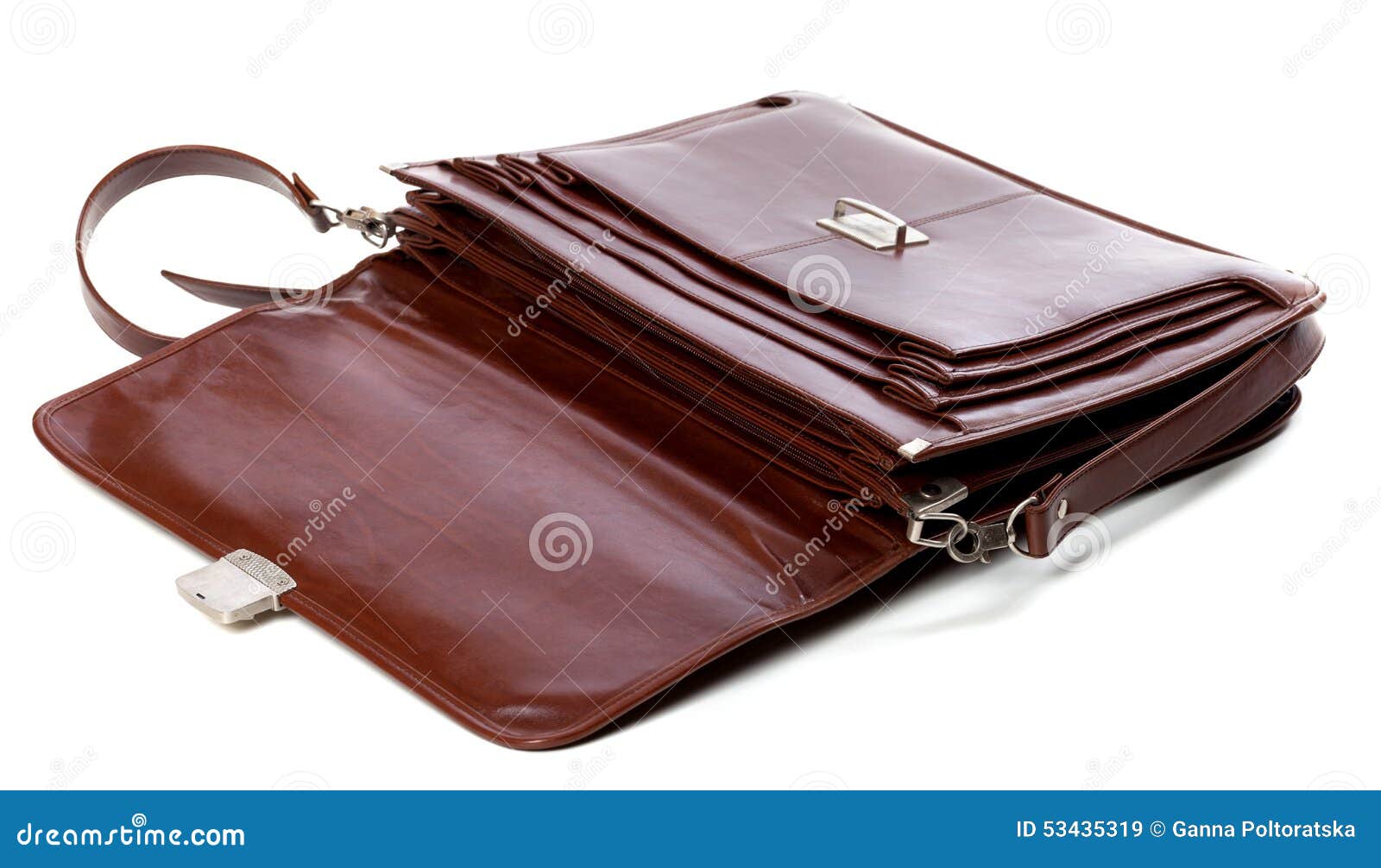 Open leather briefcase stock image. Image of case, lock - 53435319