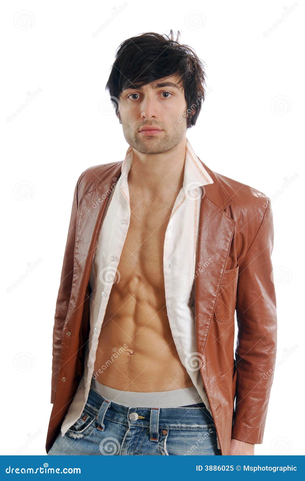 Open leather Jacket stock image. Image of young, jeans - 3886025