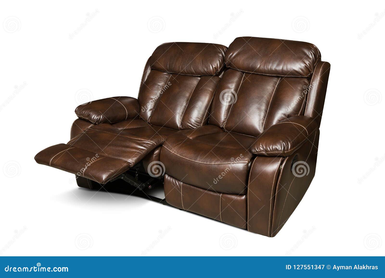 Open Leather Recliner Couch Isolated on White Background Stock Image ...