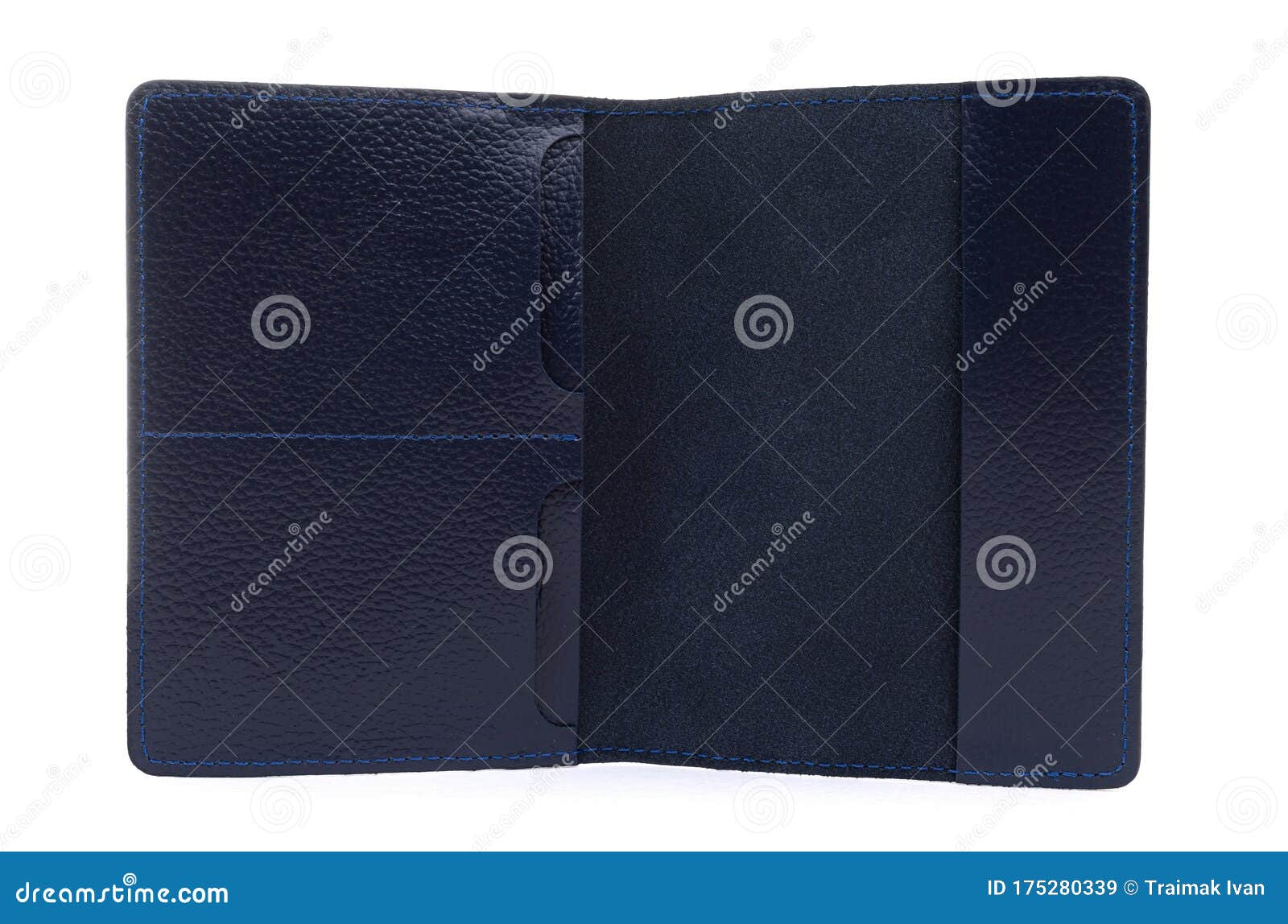 Open Leather Wallet for Money on a White Background Stock Image - Image ...