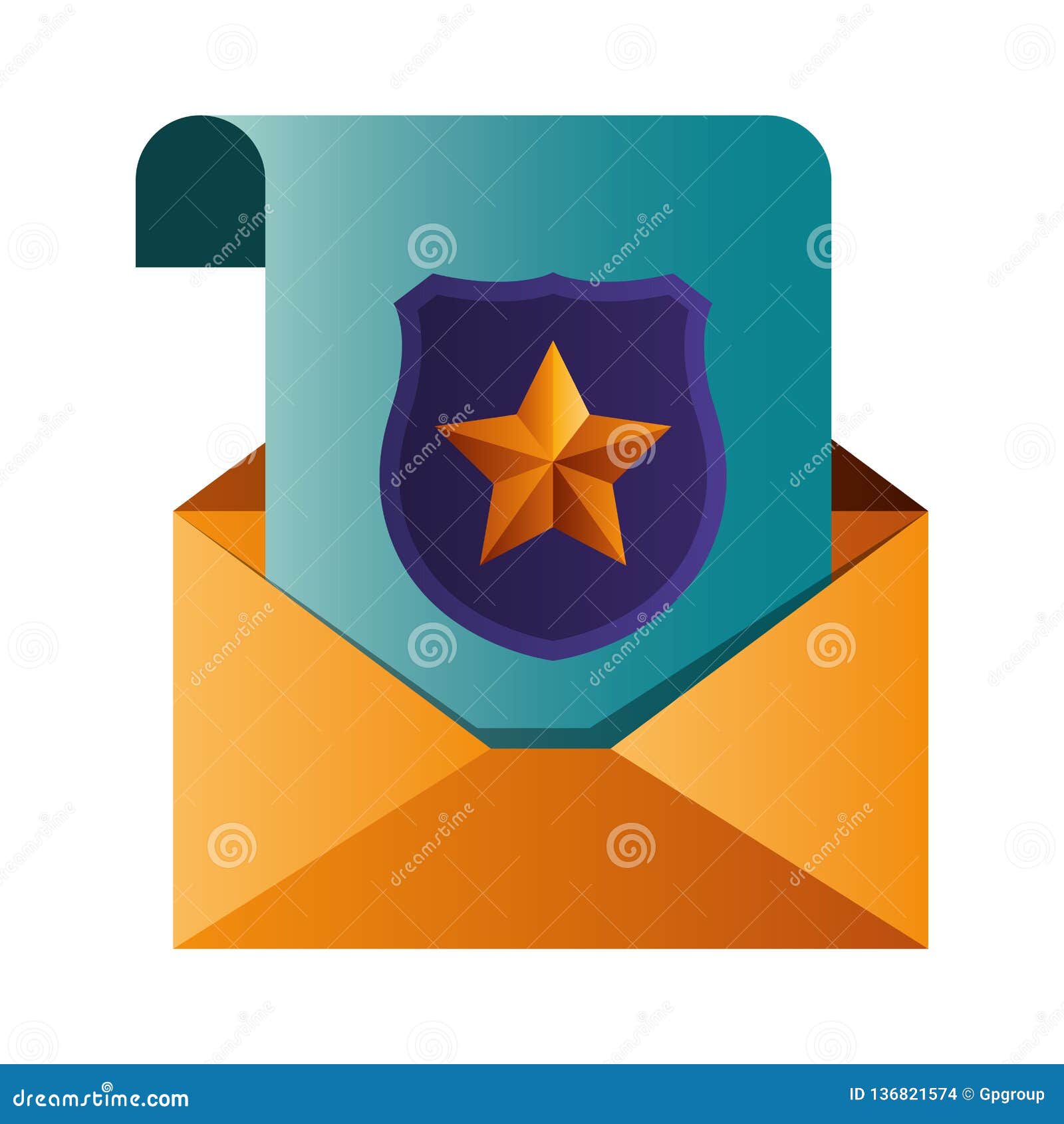 Open Letter with Shield and Window Isolated Icons Stock Vector ...