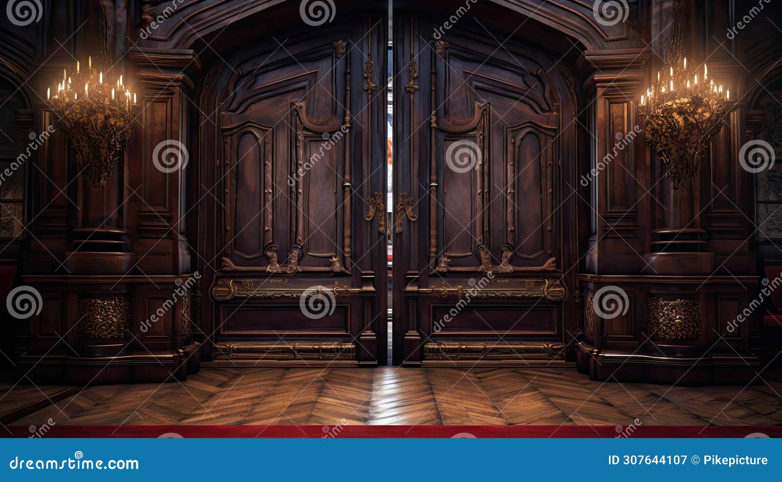 Open library doors stock illustration. Illustration of study - 307644107