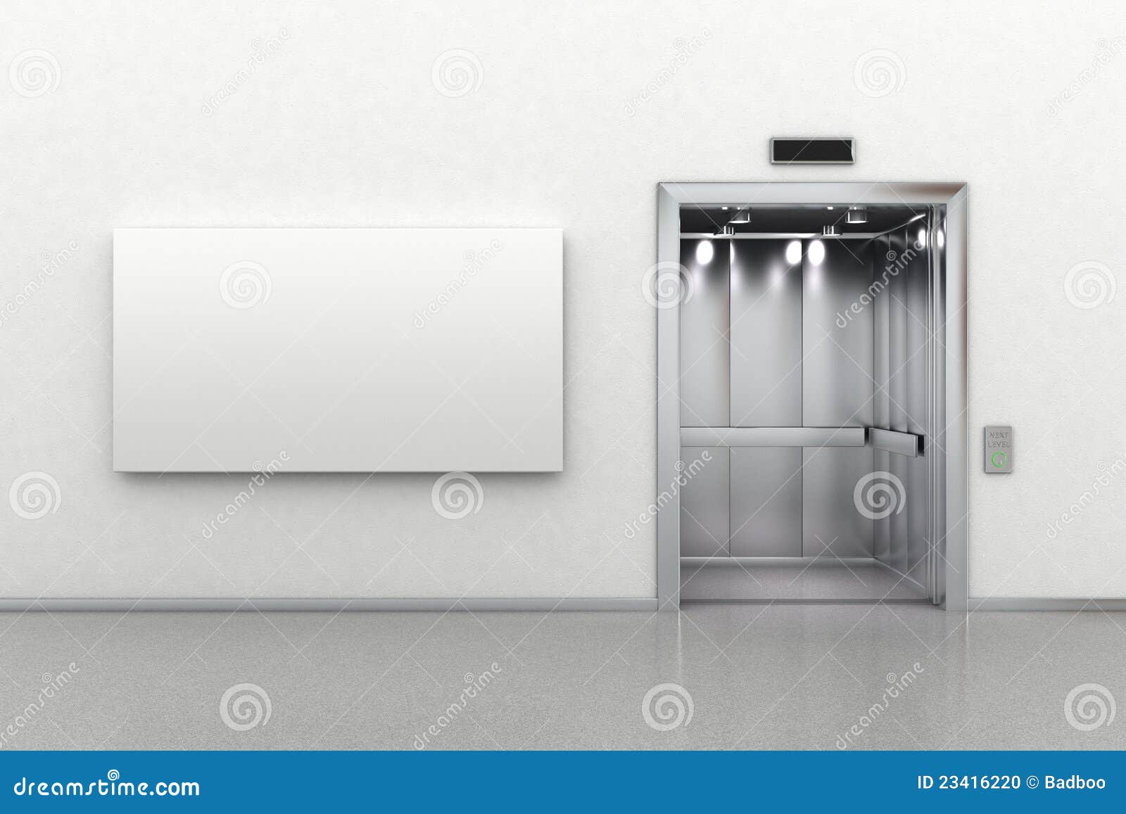 Open lift en aanplakbord stock illustratie. Illustration of geborsteld ...