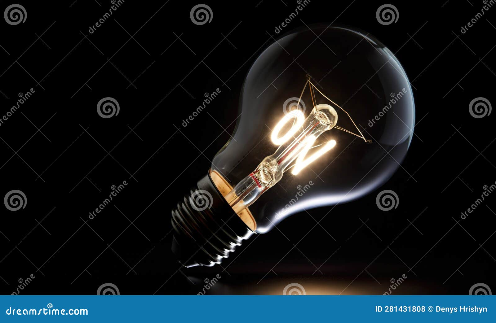 Open Light Bulb on a Black Background Stock Illustration - Illustration ...