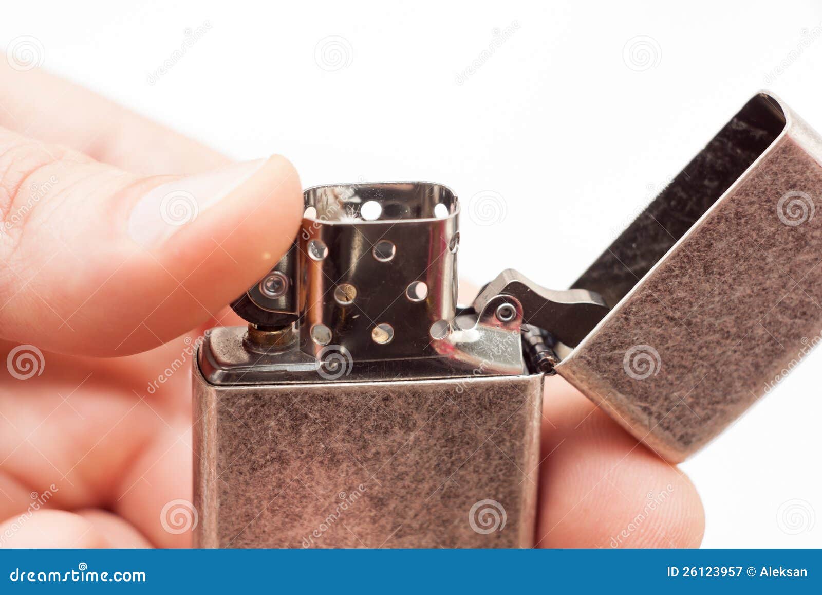 Open lighter in hand. stock image. Image of hold, reflection - 26123957