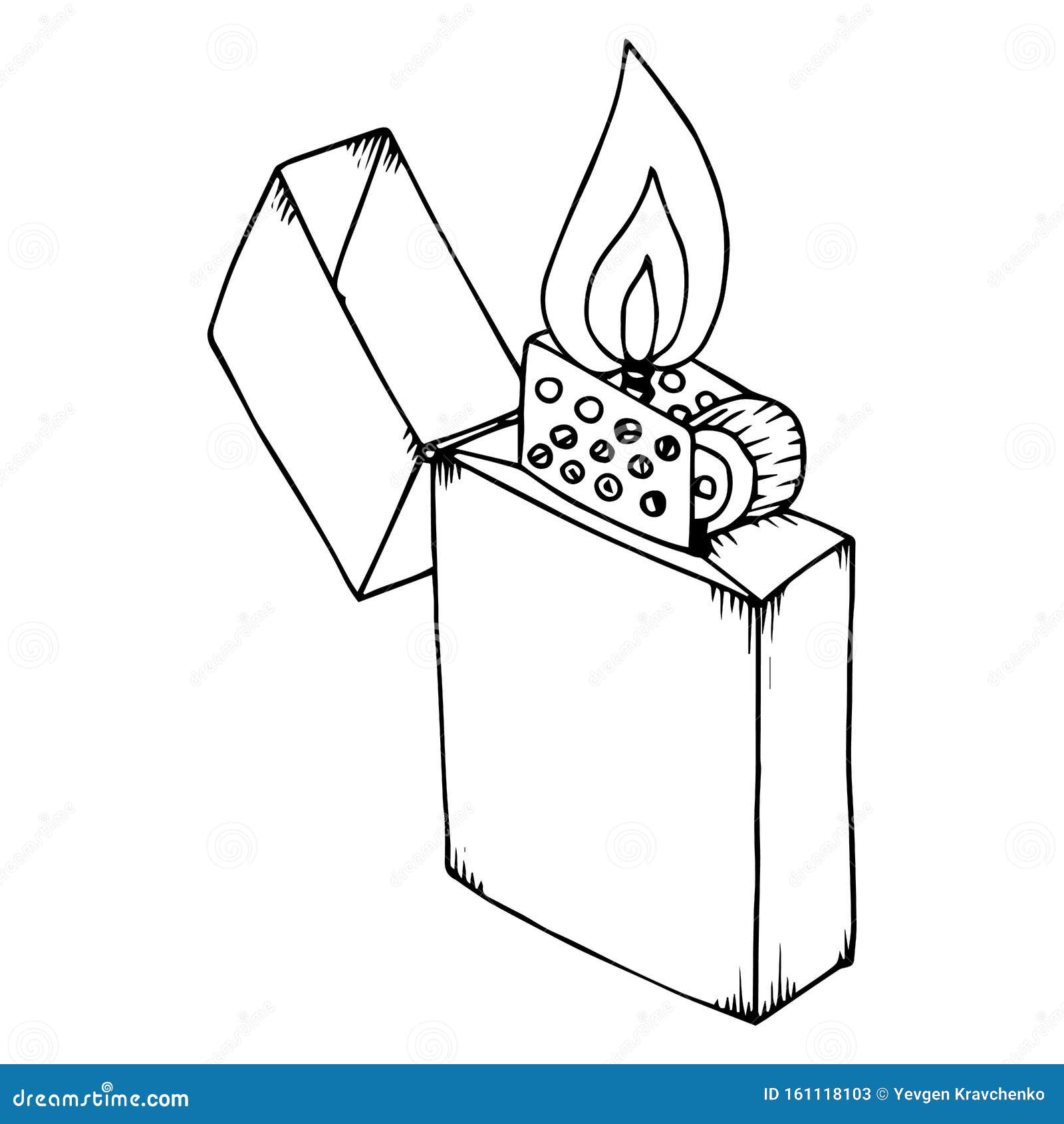 Open Lighter Icon. Vector of a Lighter. Hand Drawn Lighter Stock ...
