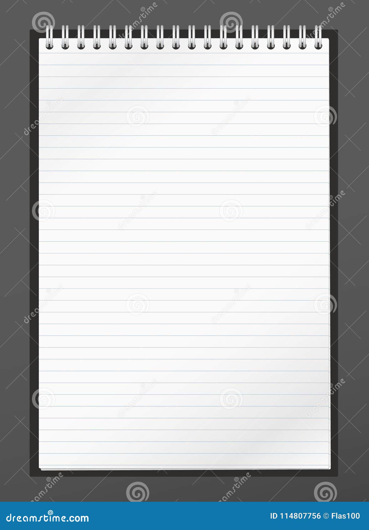 Open Lined Realistic Notepad Notebook with Spiral is on Gray Background ...