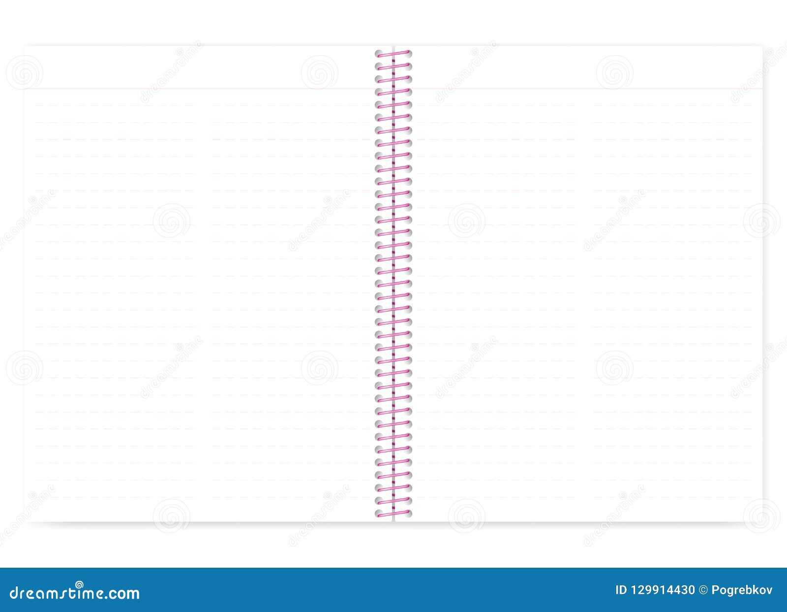 Open Lined Wire Bound Note Book with Pink Spiral, Vector Mockup Stock ...