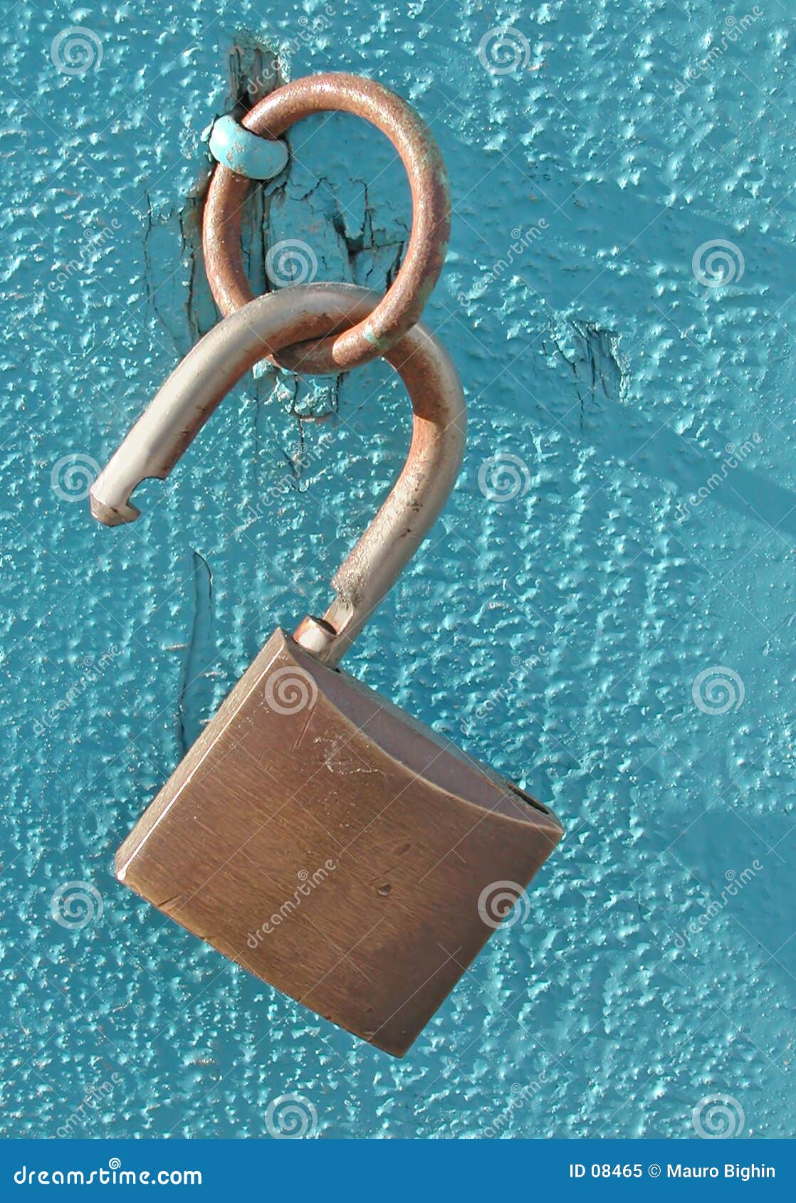 Open lock on blue stock image. Image of rivet, loosening - 8465