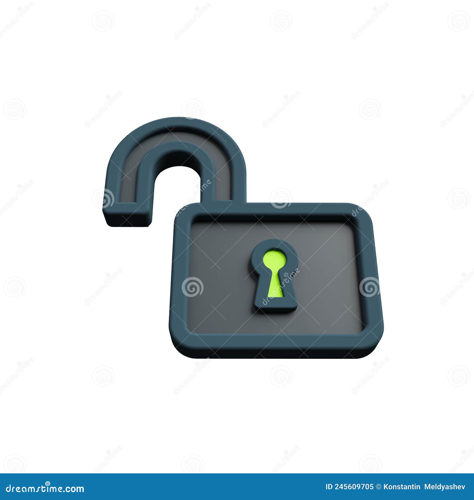 Open Lock Bottom View 3d Icons Render Illustration Stock Illustration ...